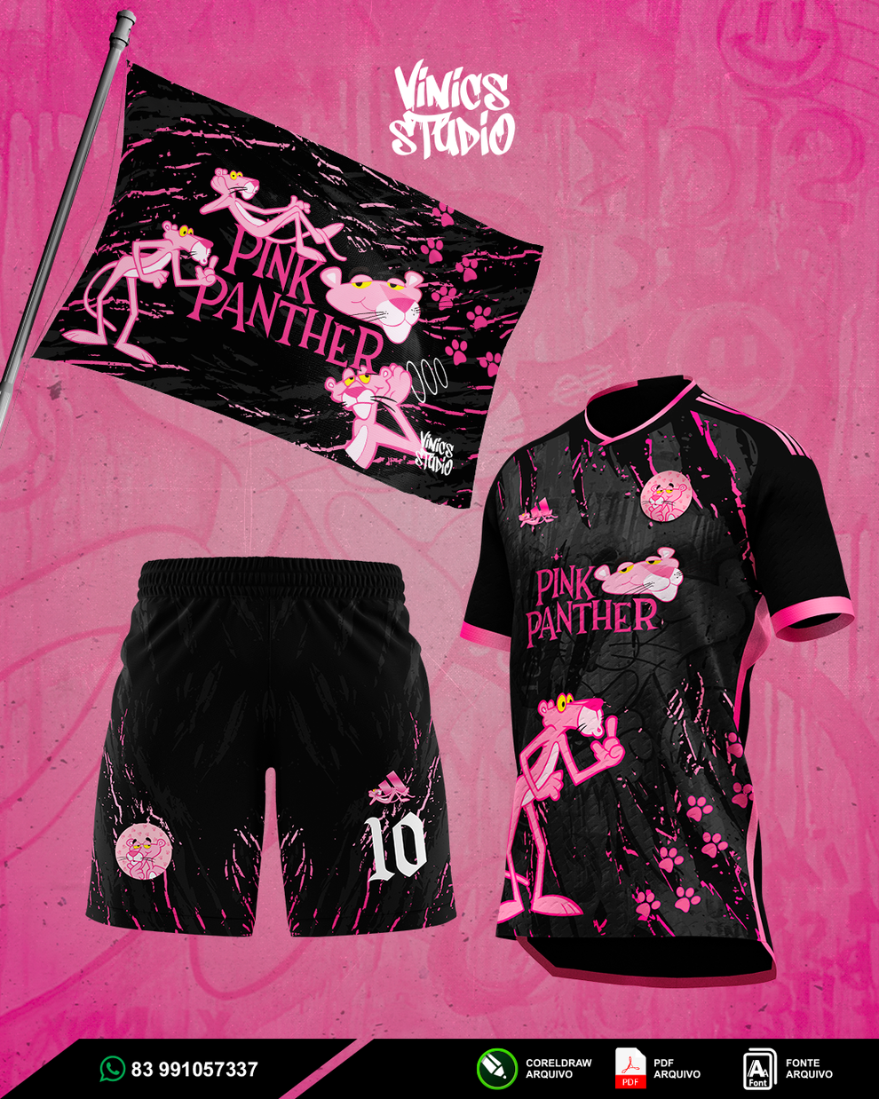 Arte Pantera Cor de Rosa – Vinics Studio